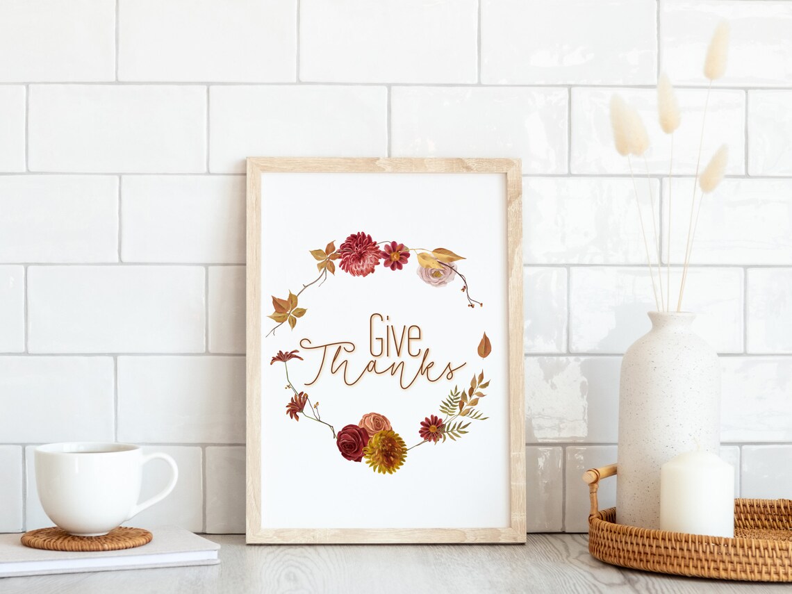 PRINTABLE Give Thanks Thanksgiving Printable Thanksgiving Saying Fall ...