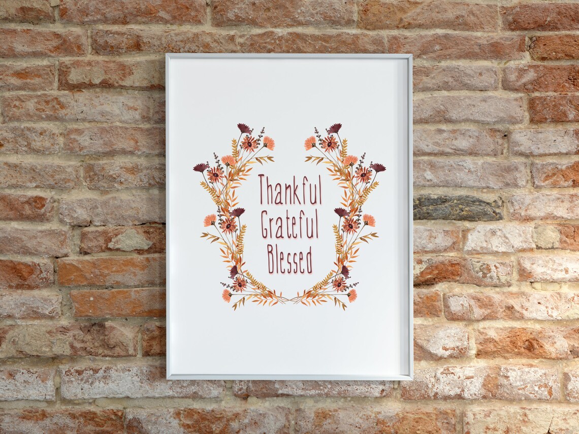 PRINTABLE Thankful Grateful Blessed Thanksgiving Sign Fall - Etsy