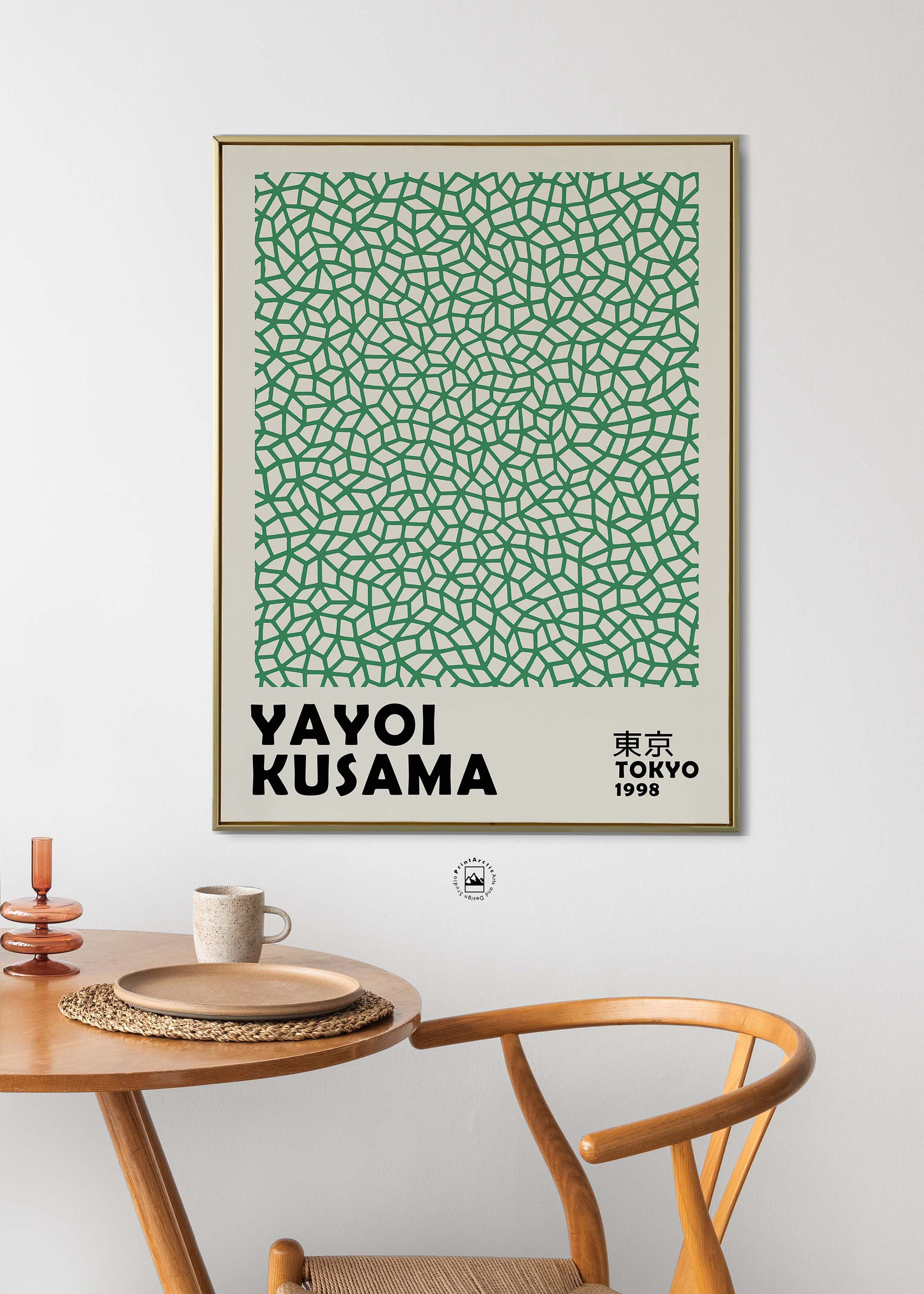 Yayoi Kusama Print, Yayoi Kusama Exhibition Poster, Green Wall Art ...