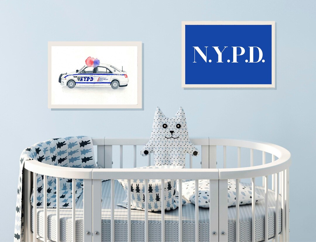 NYPD Poster for Kids Room Decor, New York Police Vehicle Watercolor ...