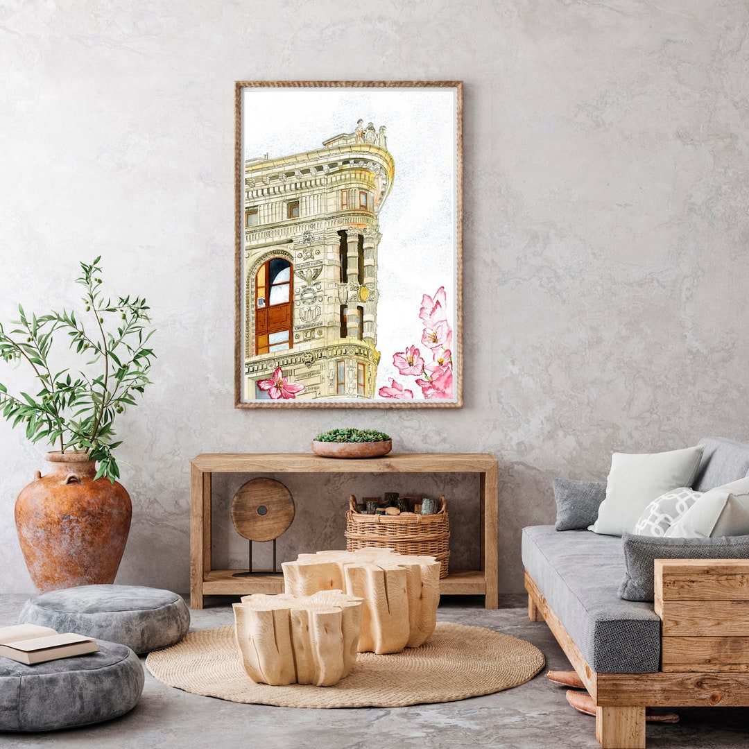 Flatiron Building Watercolor Print, Architecture New York Painting ...