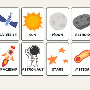 Printable Flashcards Learning About Space and the Universe for Toddler ...