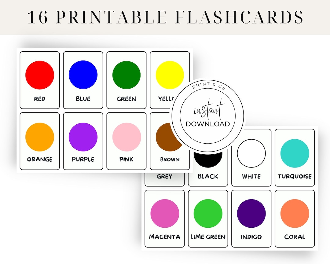 Printable Flashcards Learning Colors for Toddler Preschool and ...