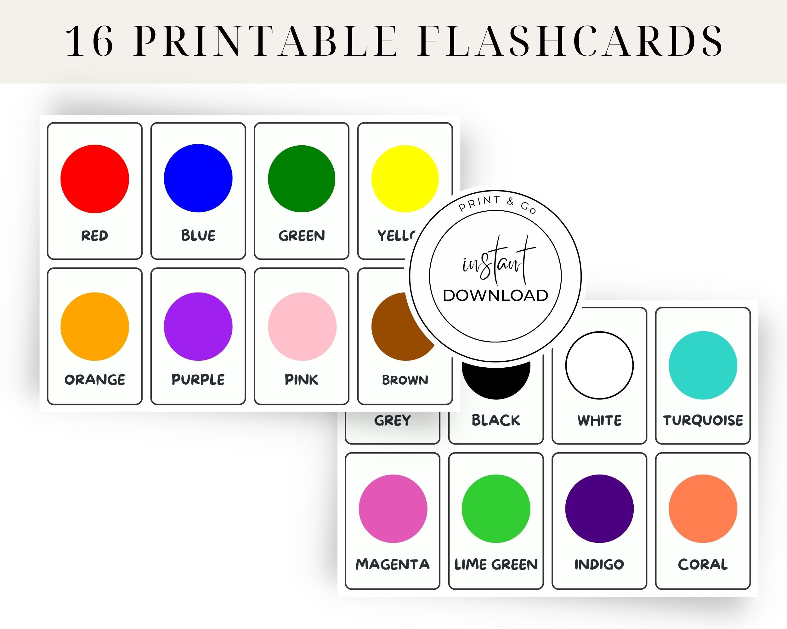 Printable Flashcards Learning Colors for Toddler Preschool and ...