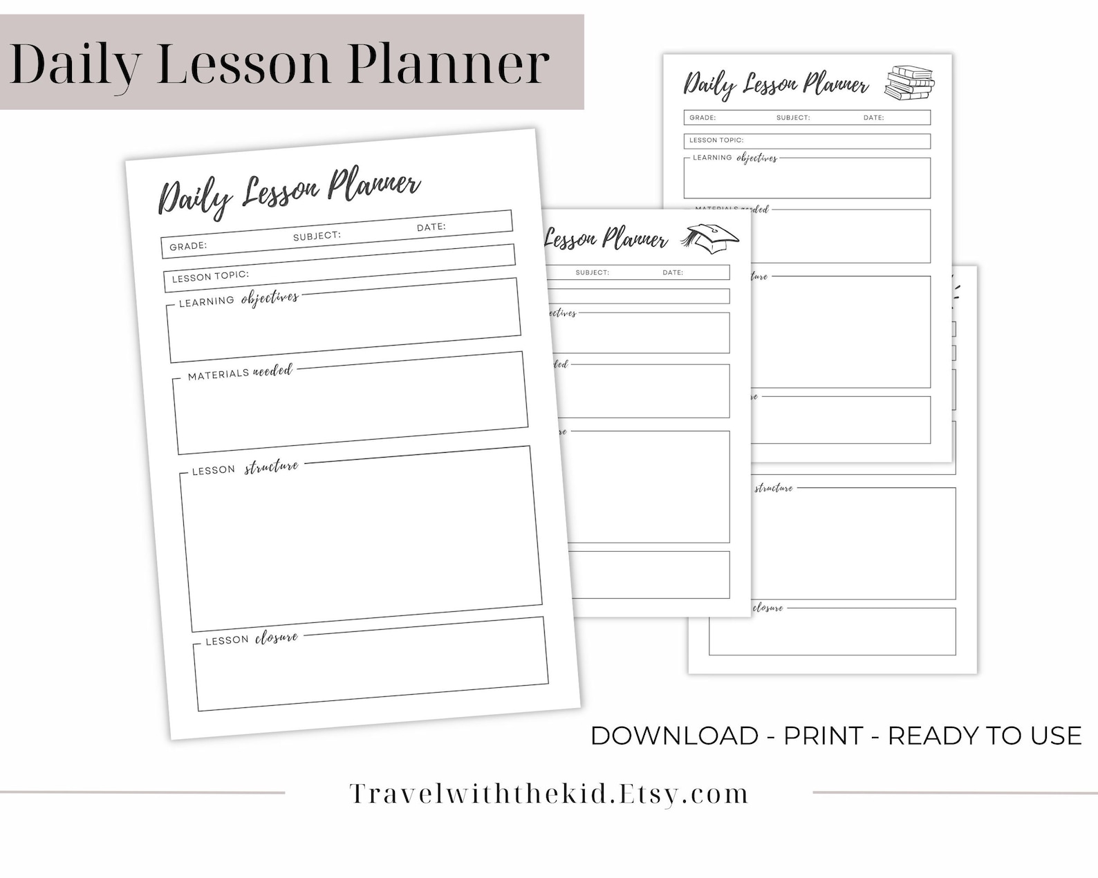Printable Daily Lesson Planner for Homeschool Parents and Teachers - Etsy