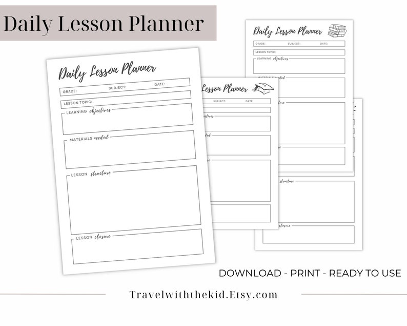 Printable Daily Lesson Planner for Homeschool Parents and Teachers - Etsy
