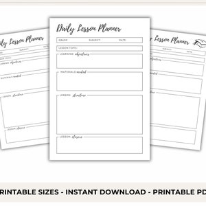 Printable Daily Lesson Planner for Homeschool Parents and Teachers - Etsy