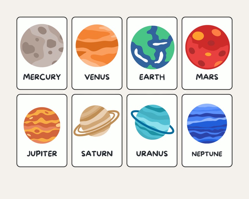 Printable Flashcards Learning About Space and the Universe for Toddler ...