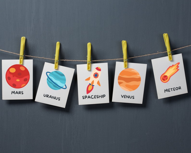 Printable Flashcards Learning About Space and the Universe for Toddler ...