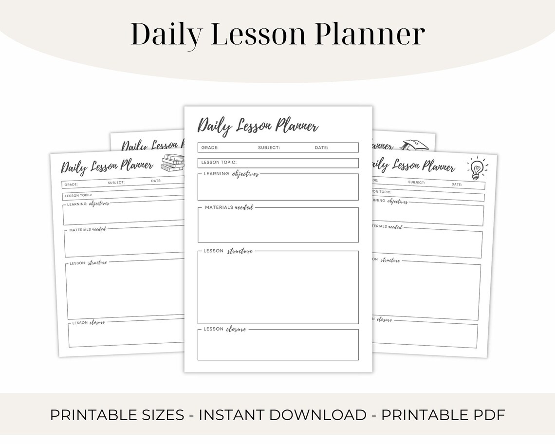 Printable Daily Lesson Planner for Homeschool Parents and Teachers - Etsy