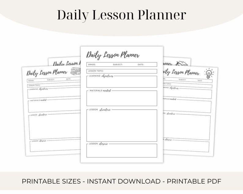 Printable Daily Lesson Planner for Homeschool Parents and Teachers - Etsy