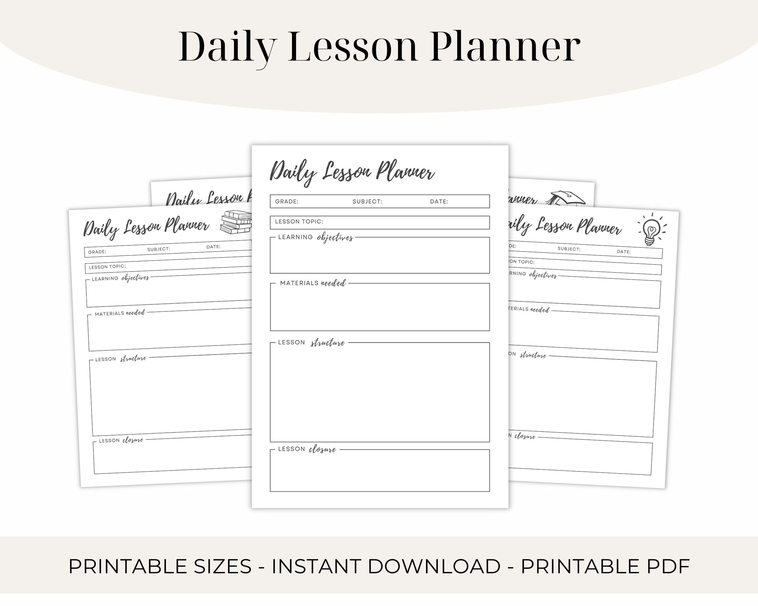 Printable Daily Lesson Planner for Homeschool Parents and Teachers - Etsy