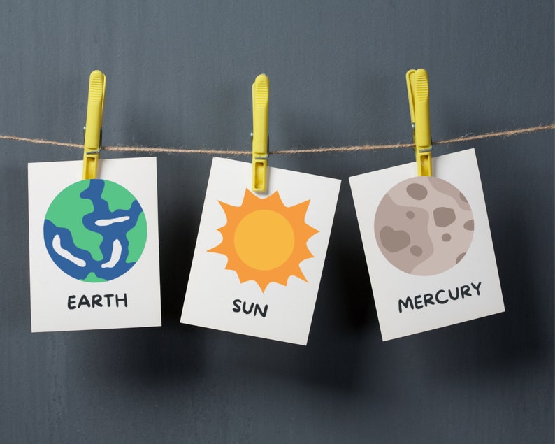 Printable Flashcards Learning About Space and the Universe for Toddler ...