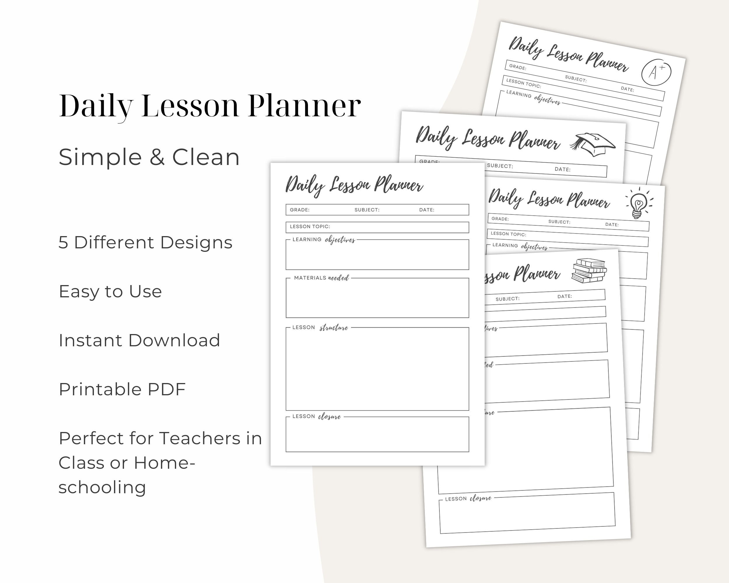 Printable Daily Lesson Planner for Homeschool Parents and Teachers - Etsy