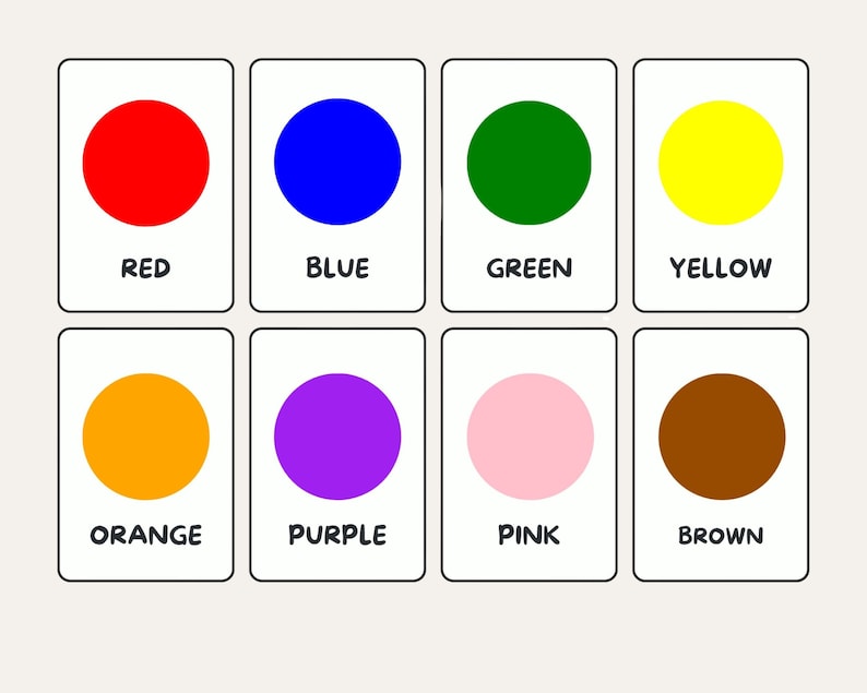 Printable Flashcards Learning Colors for Toddler Preschool and ...
