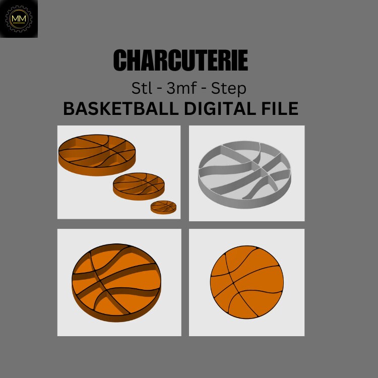 Basketball 3d Print Stl File , Digital Food Letter Tray Stl , Fillable ...