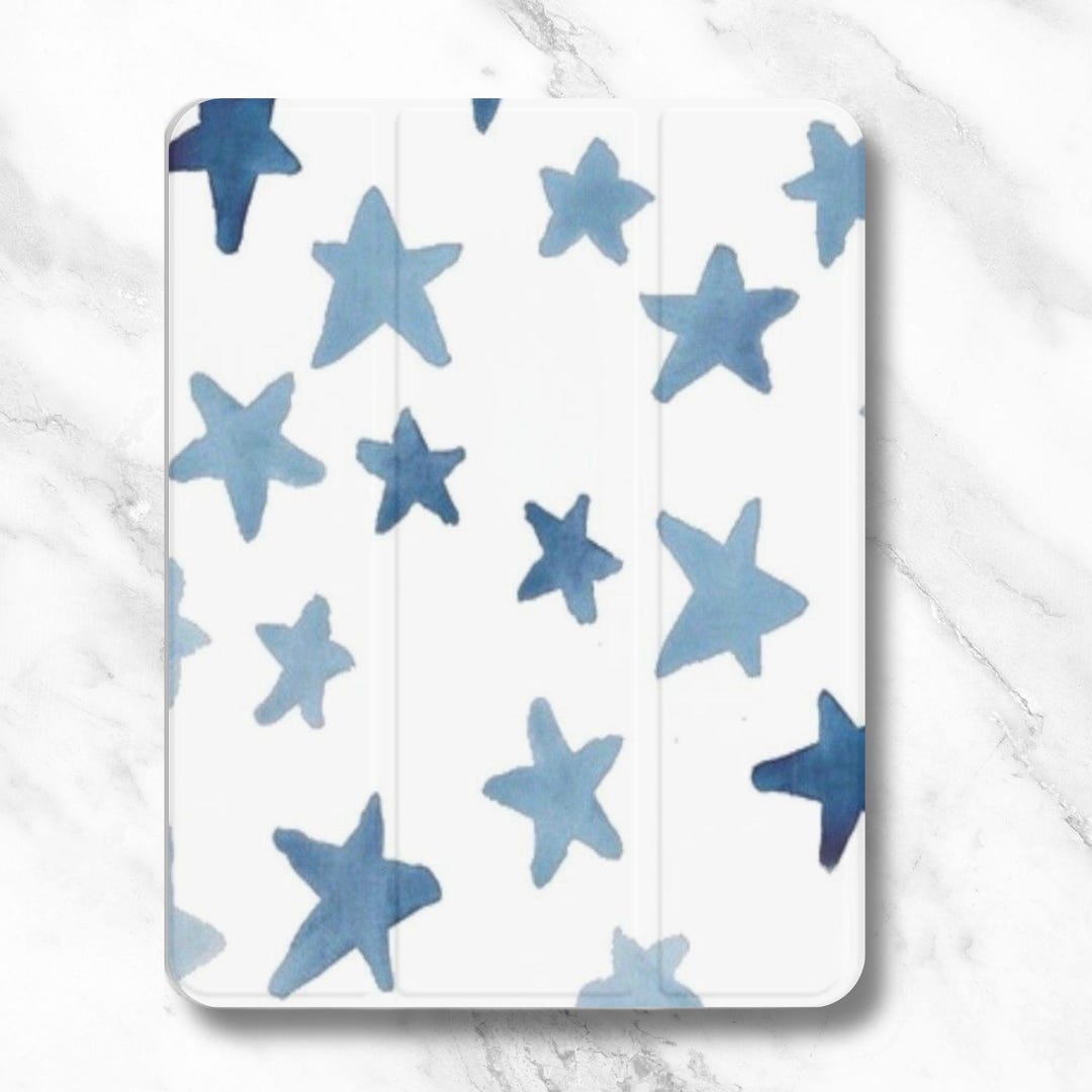 Cute Blue Aesthetic Scrapbook iPad Case W Pen Slot, iPad Flip Collage ...