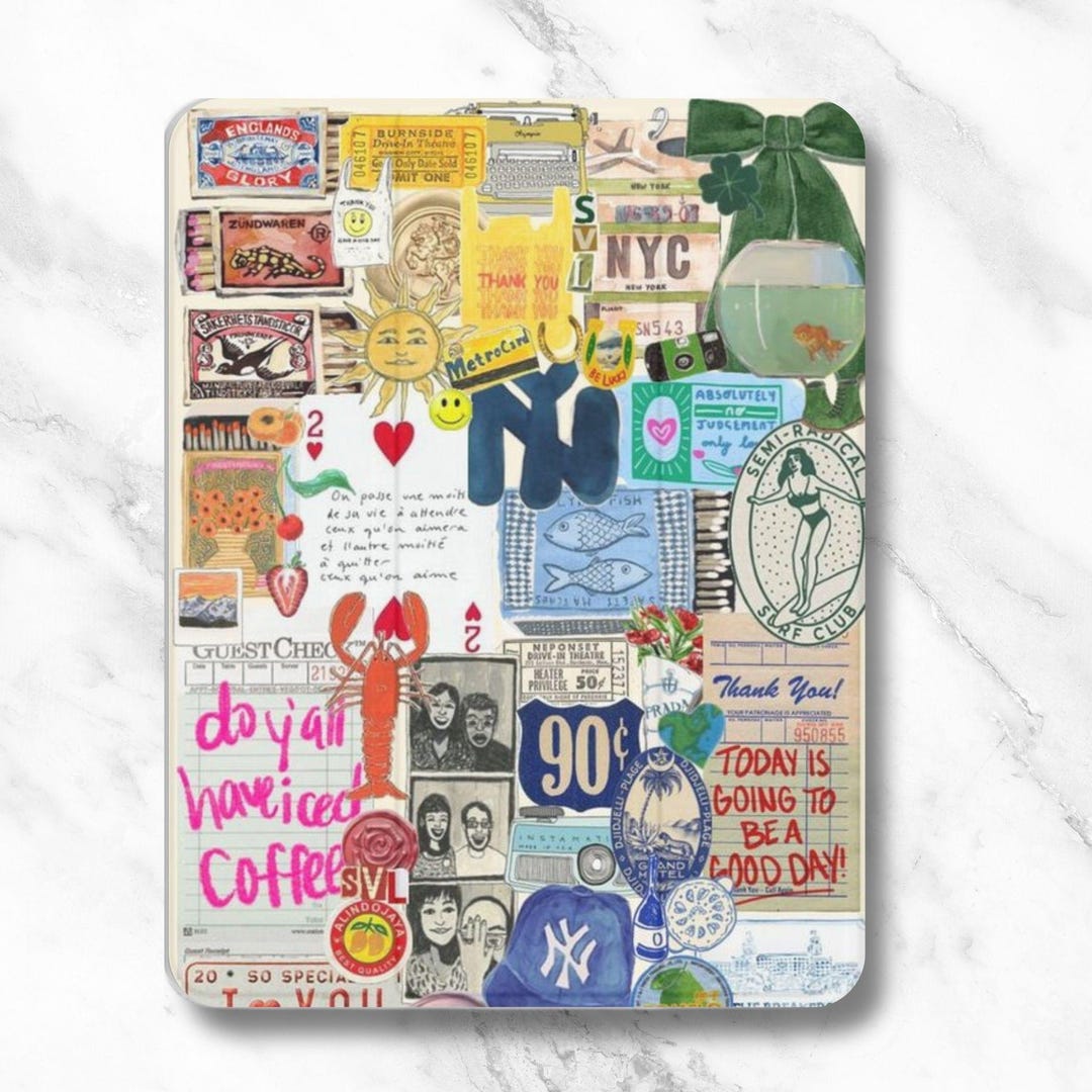 Cute Aesthetic Scrapbook iPad Case W Pen Slot, iPad Flip Collage Case ...