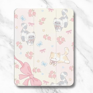 Cute Cat Kitten Aesthetic Scrapbook iPad Case With Pen Slot, iPad Flip ...