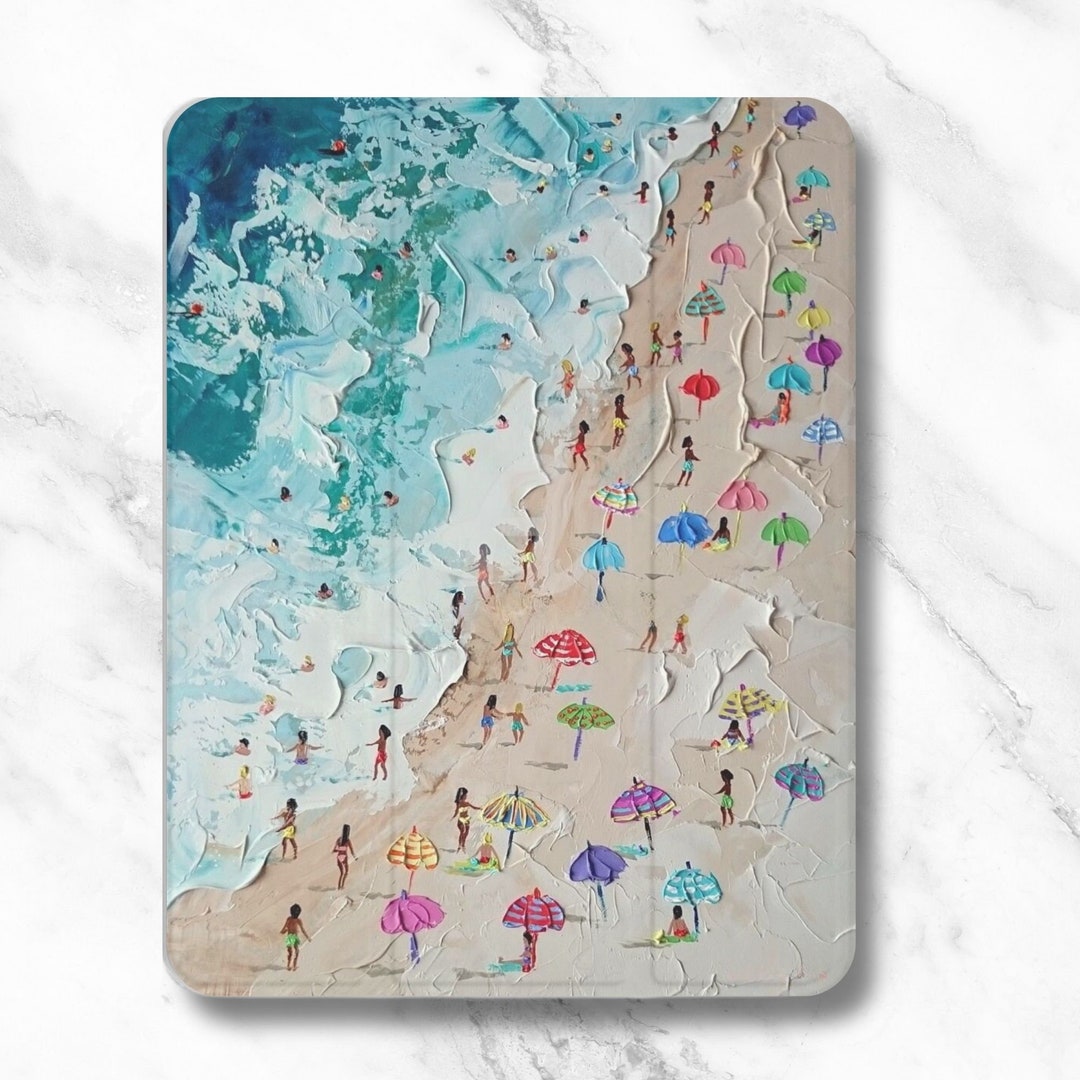 Summer Ocean Aesthetic Scrapbook iPad Case With Pen Slot, Clear iPad ...