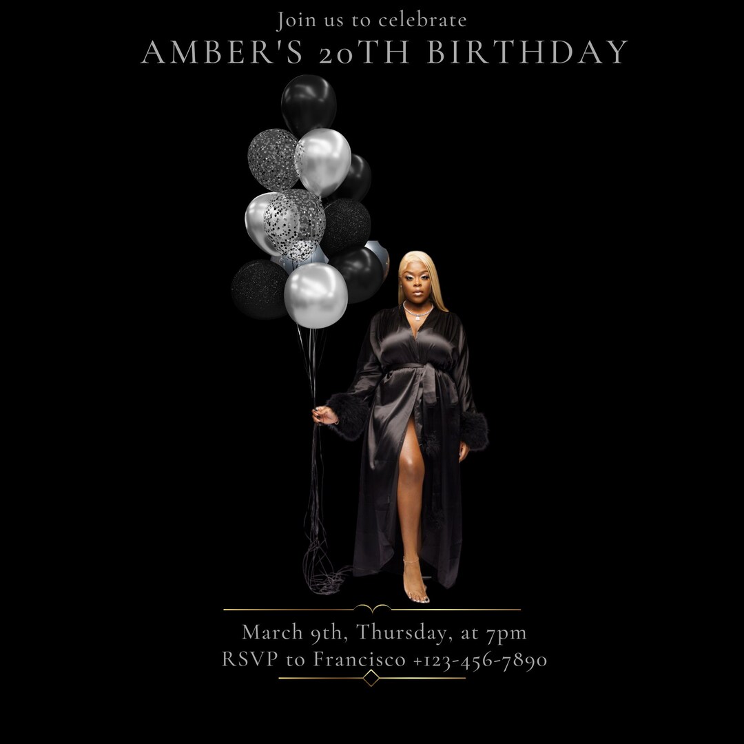 Black Themed Birthday Invitation - Etsy