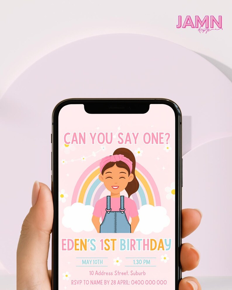 Can You Say One? | Ms Rachel Pastel Rainbow Girl's Birthday Invitation ...