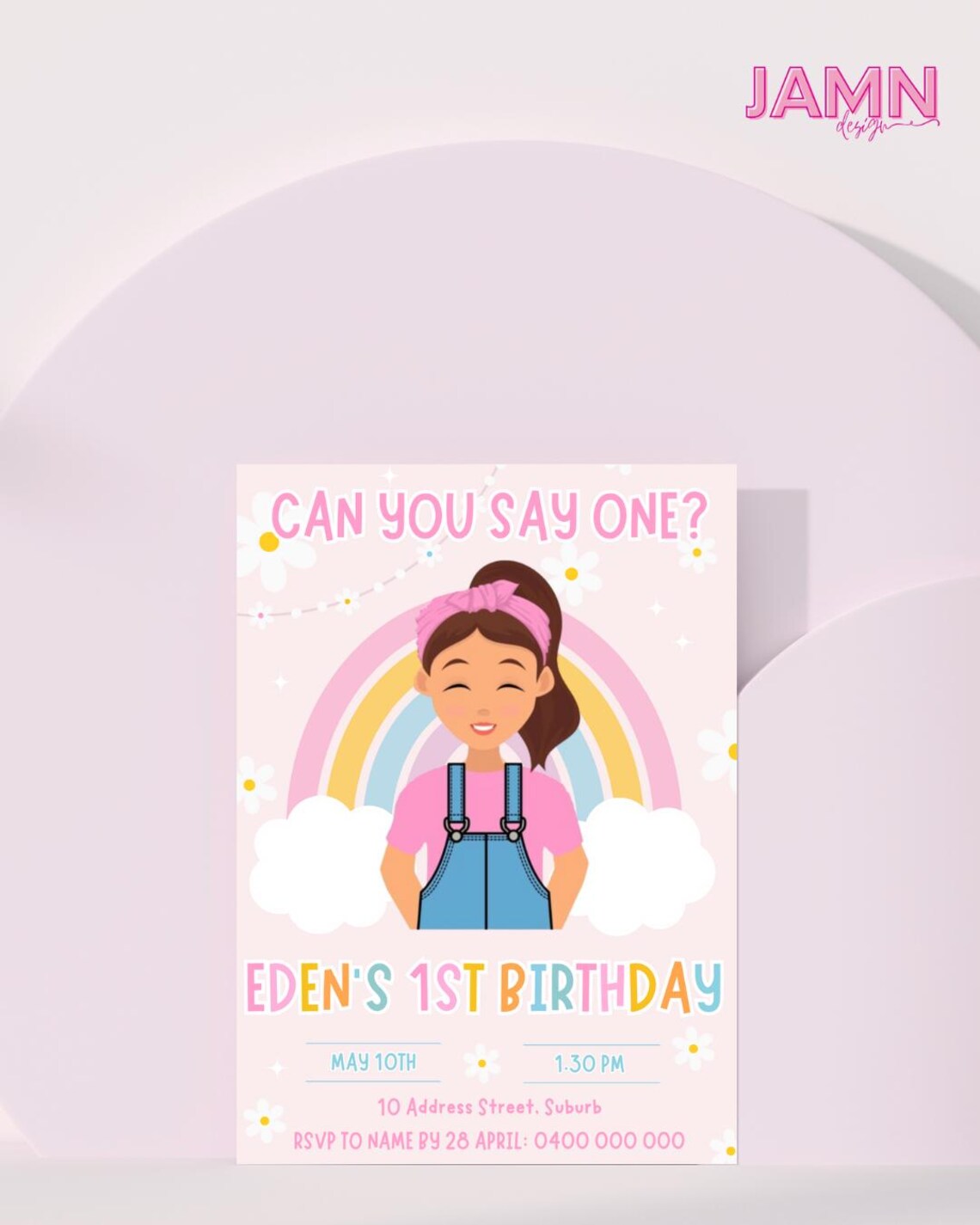 Can You Say One? | Ms Rachel Pastel Rainbow Girl's Birthday Invitation ...