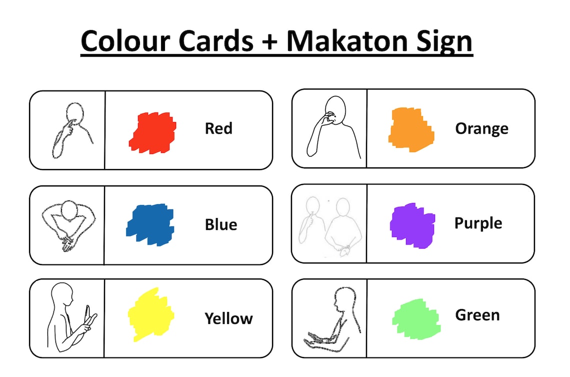 Colour Cards With Makaton Signs - Etsy UK