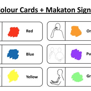 Colour Cards With Makaton Signs - Etsy