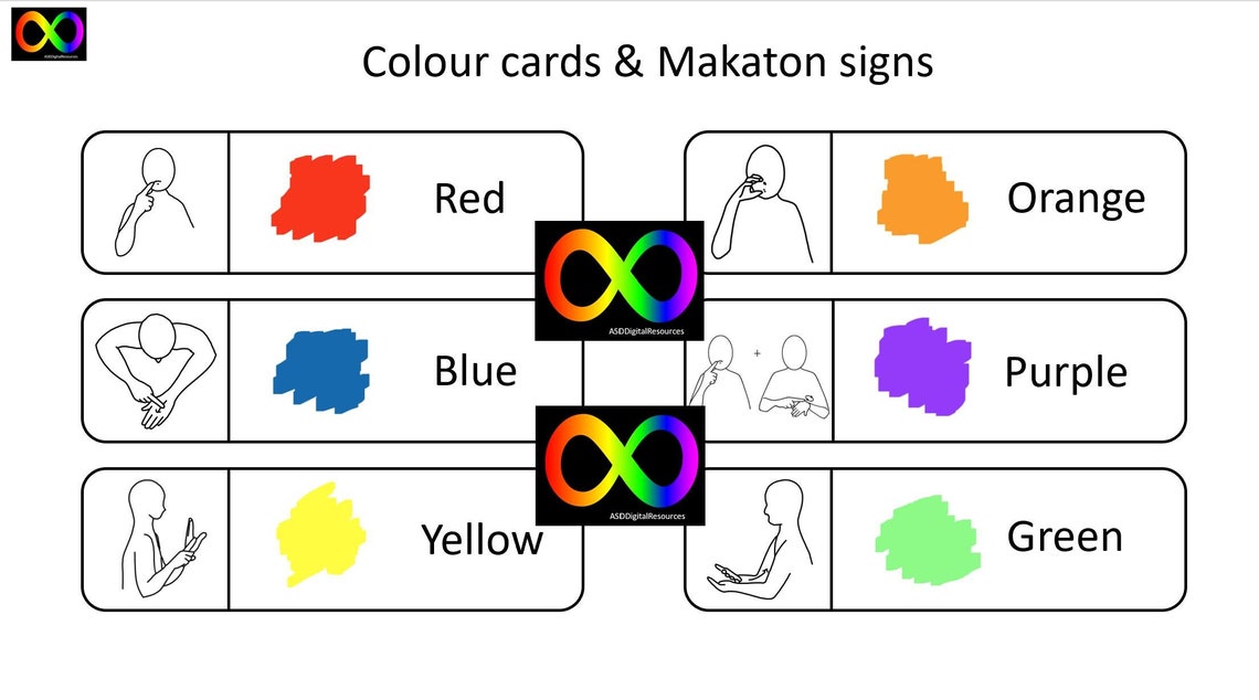 Colour Cards With Makaton Signs - Etsy