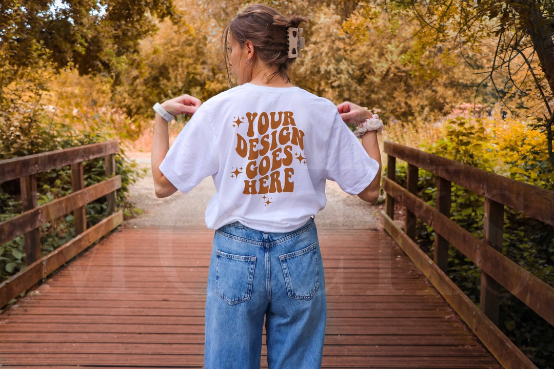 White Bella Canvas 3001 Mockup, Autumn Bella Canvas Model Mockup, Fall ...