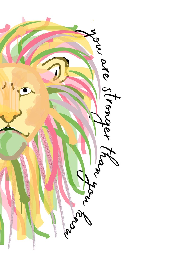 PRINTABLE ART: You Are Stronger Than You Know Lion Artwork - Etsy