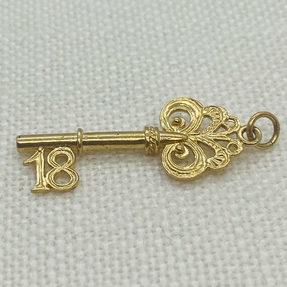 Happy Birthday 18th Pierced Ornate Key Charm Pendant - Gem