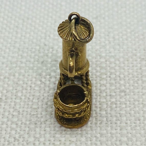 Antique Style Hand Water Pump Vintage Gold Charm - Gem