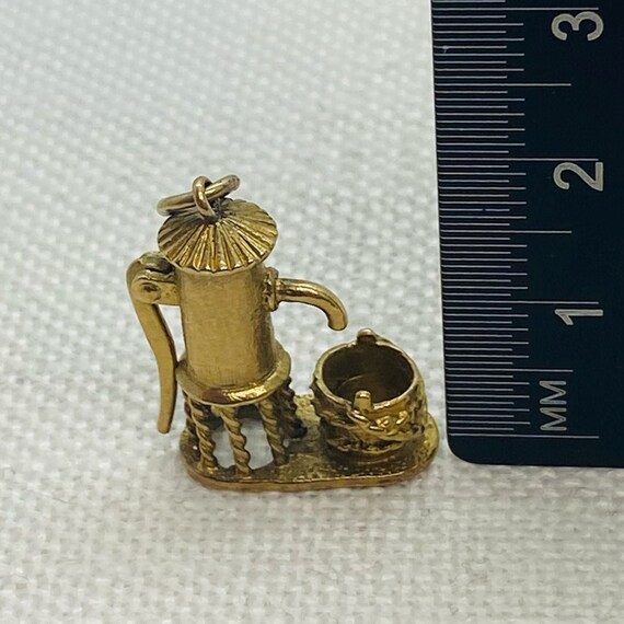 Antique Style Hand Water Pump Vintage Gold Charm - Gem
