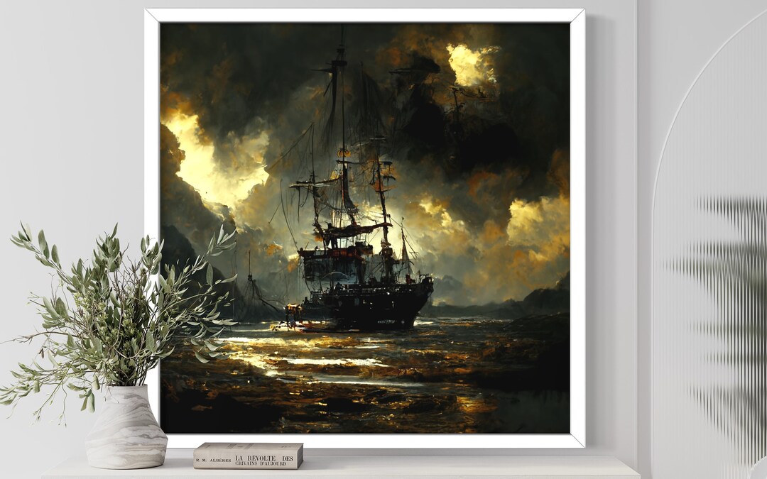 Large Dark Sea Pirates Ship Canvas Wall Art Pirates Canvas - Etsy