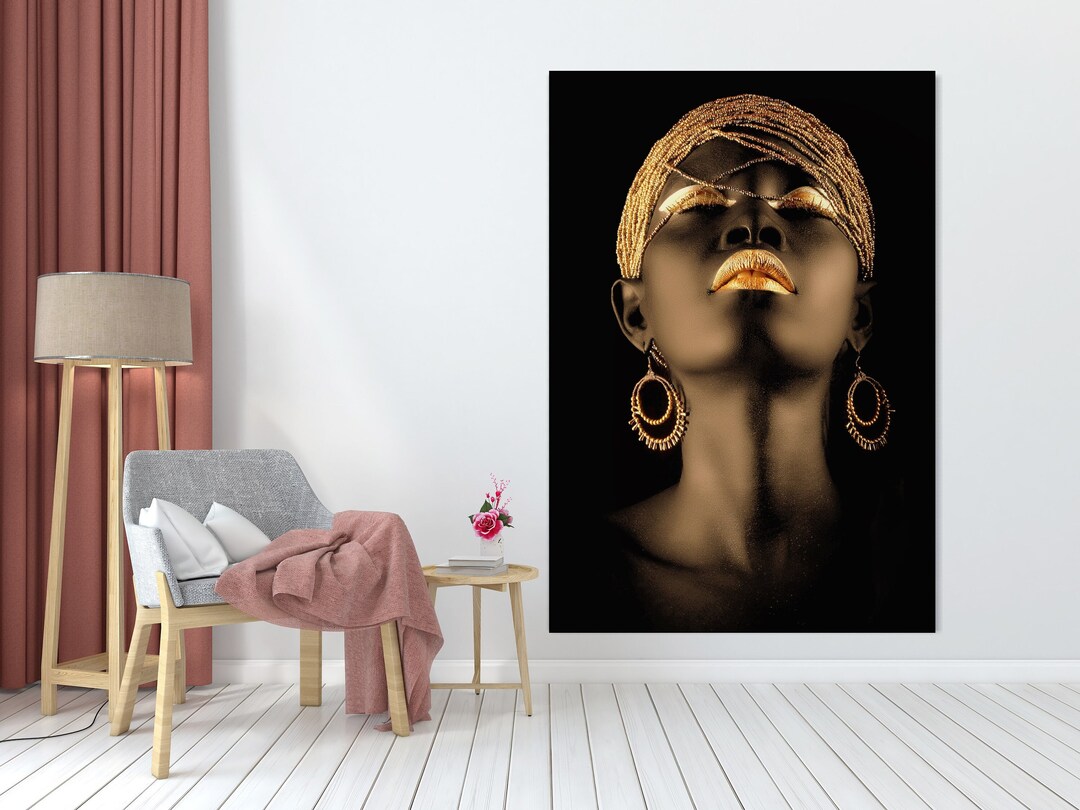 Black Woman Canvas Wall Art,black Art, Black Girl Print, African Woman Painting, Girl Afro ...
