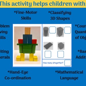 3D Shape Math Activity for Kindergarten - Construct With Blocks & Count ...
