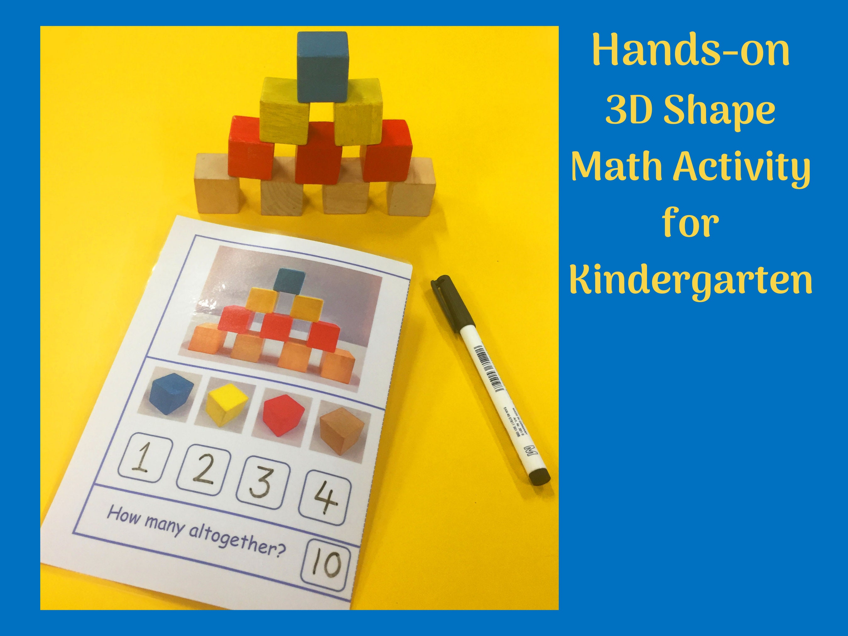 3D Shape Math Activity for Kindergarten - Construct With Blocks & Count ...