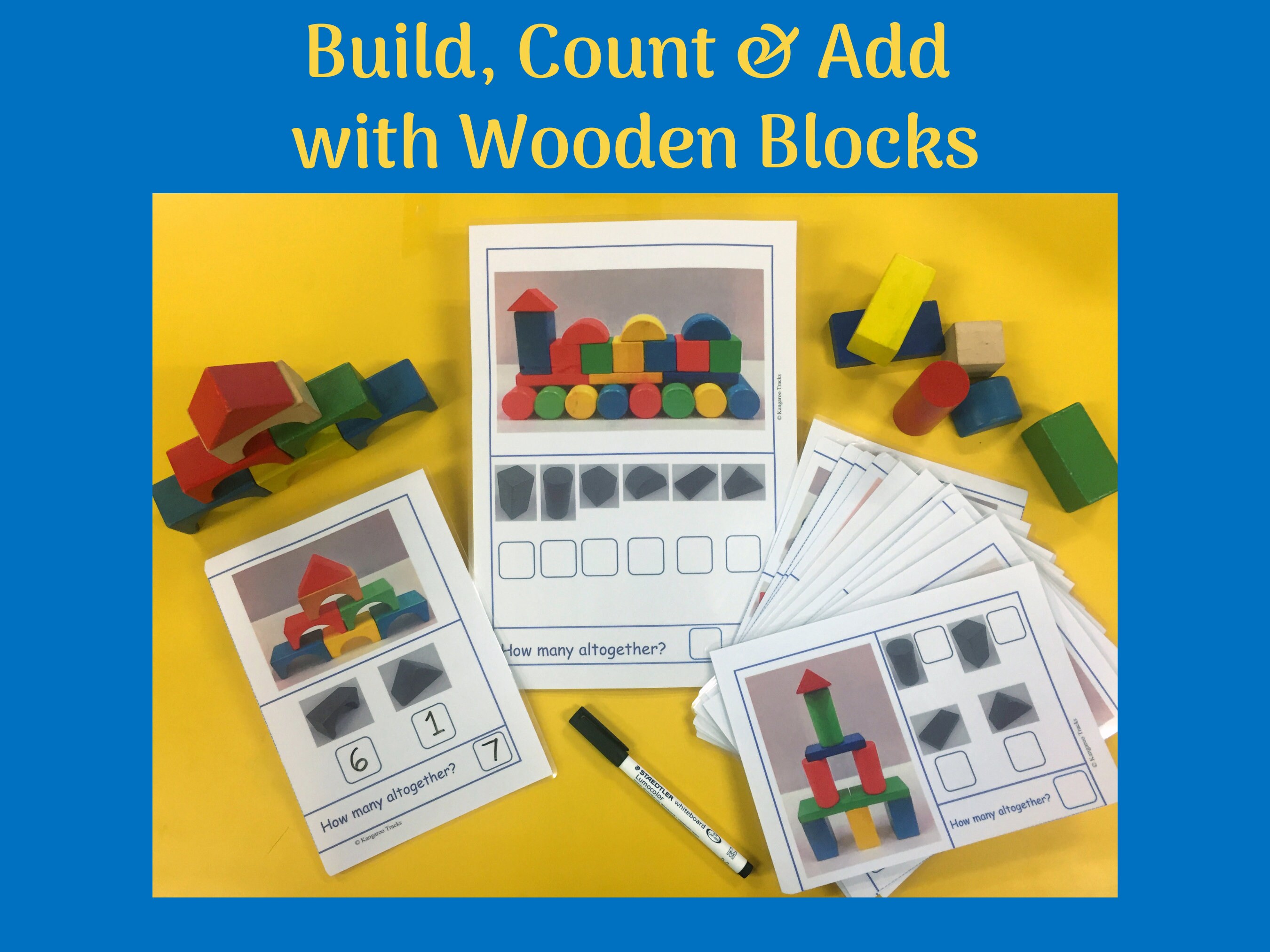 3D Shape Math Activity for Kindergarten Construct With Blocks & Count ...