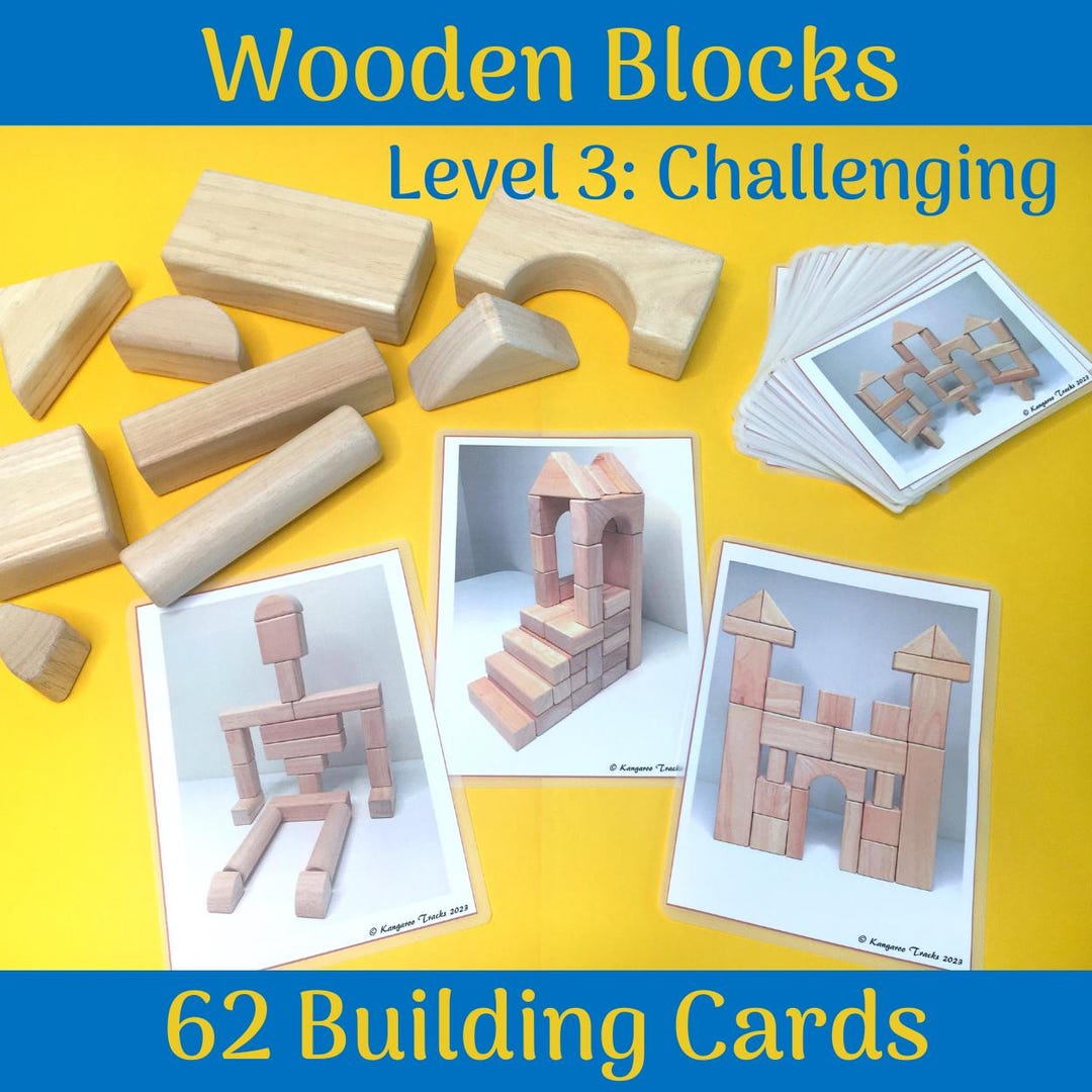 Wooden Block Building Challenge Cards for Kindergarten Children SET 3 ...