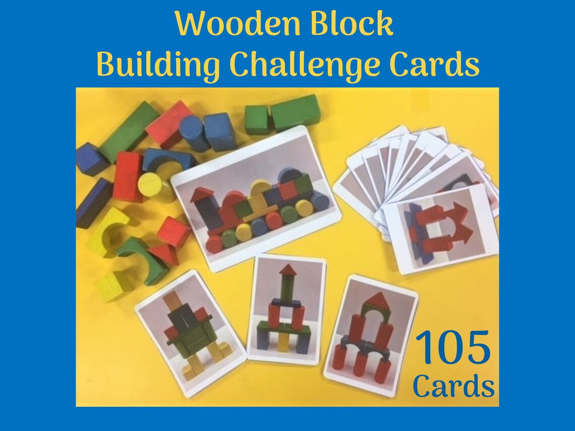 Wooden Block Building Challenge Cards for Kindergarten & Pre-school ...