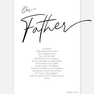 Matthew 6:9-13 , Lord's Prayer; Our Father; Bible Verse Wall Art, Faith ...
