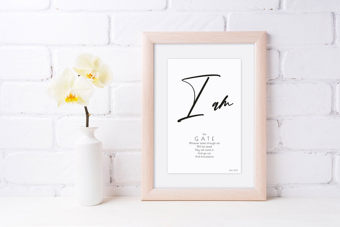 John 10:9 I Am the Gate Scripture Art, Bible Wall Decor, Modern ...