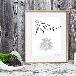 Matthew 6:9-13 , Lord's Prayer; Our Father; Bible Verse Wall Art, Faith ...