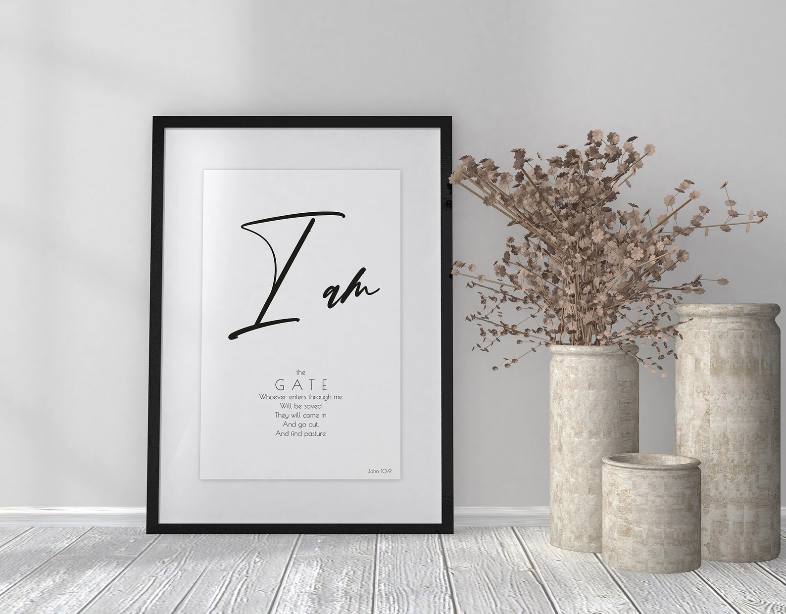 John 10:9 I Am the Gate Scripture Art, Bible Wall Decor, Modern ...