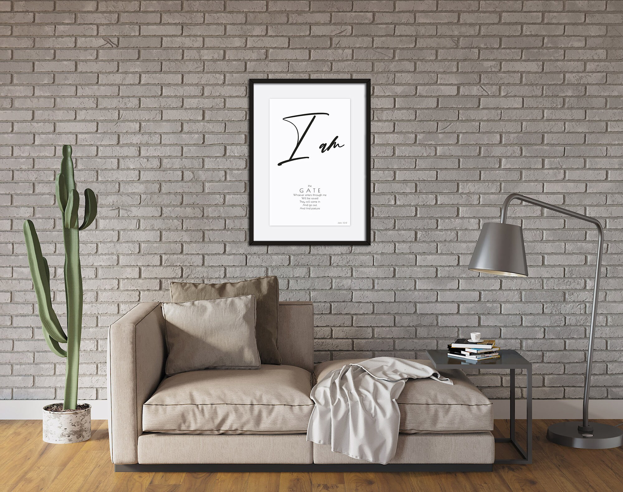 John 10:9 I Am the Gate Scripture Art, Bible Wall Decor, Modern ...