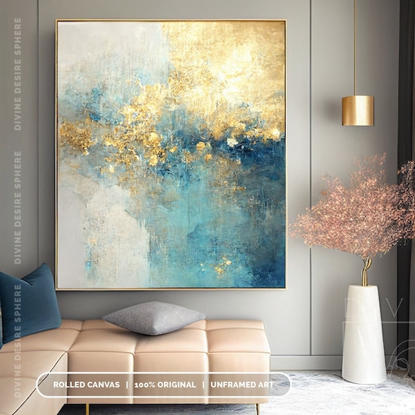 Blue Gold Wall Art - Etsy