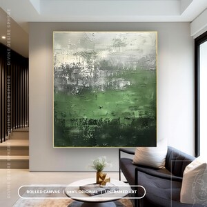 Minimalist Heavy Green Texture Abstract Painting for Bedroom , Modern ...