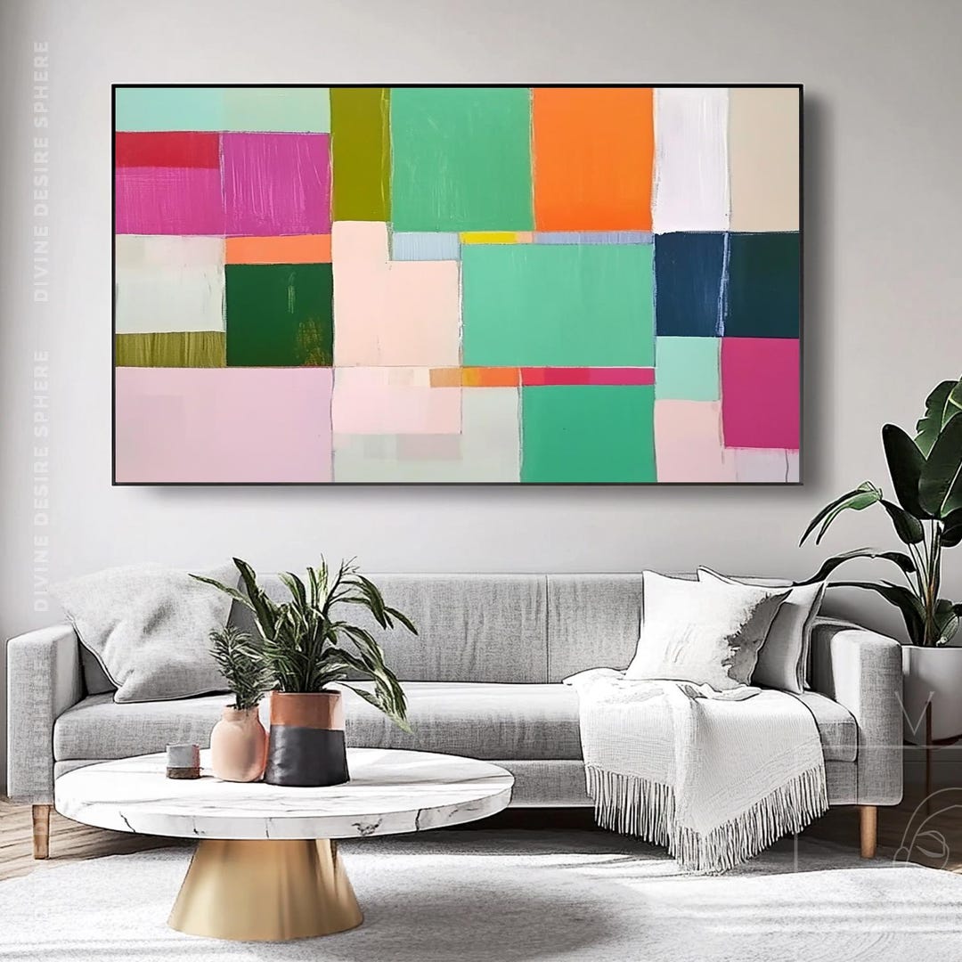 Bold Colorful Blocks Painting for Kids Room, Original Handmade Shapes ...